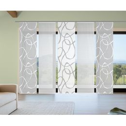 Schiebegardine Vision S "OPHELIA KOMBI", grau, B:60cm H:260cm, Polyester, Gardinen, Schiebevorhang,Bambusoptik,Digitaldruck,SET
