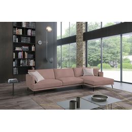Ecksofa Egoitaliano "Sophia, Designsofa mit extrakomfortablem Sitzkomfort, Breite 274cm", rosa (altrosa), B:274cm H:77cm T:154cm, Leder NUVOLE (Echtes Rindsleder). Halbnat&uuml;rliches, halbnarbiges Rindsleder mit einer nat&uuml;rlichen K&ouml;rnung von 1, 2 bis 1, 4 mm. Dieses Leder hat eine weiche, wachsartige Haptik mit mattem Aussehen und einem Wolkeneffekt. Es handelt sich um ein Naturleder, das die urspr&uuml;n