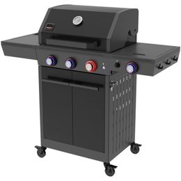 Gasgrill El Fuego "Key West", grau, schwarz, B:122cm H:116,5cm T:58cm, Grills, 13 kW (3 Brenner je 3,0 kW + 1 Turbobrenner 4,0 kW)