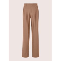 Madeleine Mode Schlupfhose MADELEINE "Bundfaltenhose mit weitem Bein Elegante Schlupfhose mit weitem Bein", Damen, Gr. 40, N + K Gr, nougatbraun, Obermaterial: 68% Polyamid ECONYL(R) PA ECONYL. 32% Elasthan EL., Modern, weit, Hosen Schlupfhose, Microjerseyhose