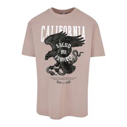 Kurzarmshirt "Upscale by Mister Tee Unisex La Familia Heavy Oversize Tee", Damen, Gr. M, duskrose, 100% Baumwolle, UPSCALE BY MISTER TEE, unifarben, oversize, Rundhals, Shirts