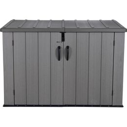 M&uuml;lltonnenbox Lifetime "Ger&auml;teschrank Greg", braun (grau, braun), B:191,1cm H:132,2cm T:108cm, Kunststoff, Polyethylen (PE), Aufbewahrungsboxen, Platz f&uuml;r 3 M&uuml;lltonnen je 240 L, BxHxT: 191x108x132 cm