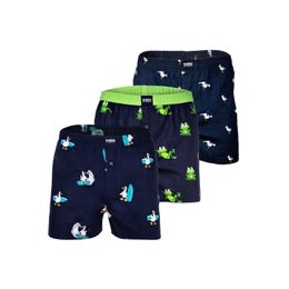Webboxer Happy Shorts "Web-Boxershorts American Boxershorts 3er Pack", Herren, Gr. L, m&ouml;we, frog, surfing seagull, Obermaterial: 100% Baumwolle CO., Unterhosen