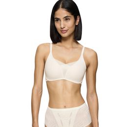 B&uuml;gelloser BH Triumph "Shape Smart Ellipse", Damen, Gr. 4, N-Gr, wei&szlig; (ecru wei&szlig;), Microtouch, Obermaterial: 48% Polyamid, 27% Polyester, 25% Elasthan, BHs, gl&auml;ttend, tieferes Dekollet&eacute;, wellenf&ouml;rmigen Jacquard-Mesh
