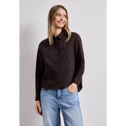 Langarmbluse Street One, Damen, Gr. 42, espresso braun, Web, Obermaterial: 100% Baumwolle, unifarben, l&auml;ssig geschnitten h&uuml;ftbedeckend, Rundhals, 1-Knopf-Manschette, Blusen, mit Hemdkragen aus Twill