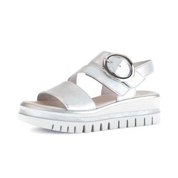 Plateausandaletten Gabor "Plateau Sandale", Damen, Gr. 38,5, silber, Schuhe