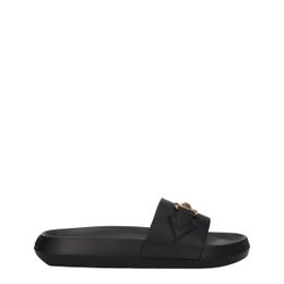 Versace schwarze Leder-Slipper