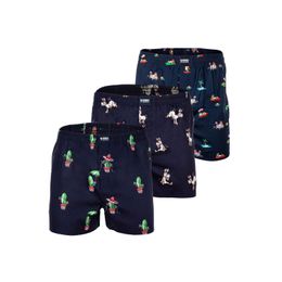 Webboxer Happy Shorts "Web-Boxershorts American Boxershorts 3er Pack", Herren, Gr. L, poolparty, donkeys, mexican cactus, Obermaterial: 100% Baumwolle CO., Unterhosen