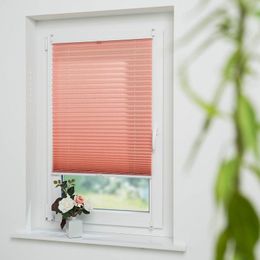 Liedeco Plissee &raquo;Lachs&laquo; Lichtschutz ohne Bohren verspannt rot Obermaterial: 95% Polyester, 5% sonstige Fasern 130cm, zweiseitig verschiebbar, 80cm
