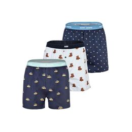Webboxer Happy Shorts "Web-Boxershorts American Boxershorts 3er Pack", Herren, Gr. L, hearts, bear on stripes, bus, Obermaterial: 100% Baumwolle CO., Unterhosen