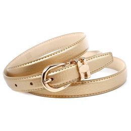 Anthoni Crown Damen Lederg&uuml;rtel in schmaler Form 2 cm breit gold 80
