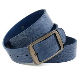 Anthoni Crown Herren Lederg&uuml;rtel mit Vintage Effekt blau 85