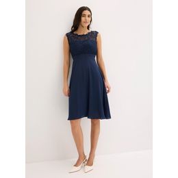 bonprix Minikleid mit Spitze, blau, Gr.52, Elegantes Abendkleid mit zarter Spitze und R&uuml;cken-Cut-Out