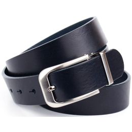 Anthoni Crown Herren Lederg&uuml;rtel 3,5 cm breiter Casual-Volllederg&uuml;rtel blau 120