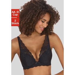 PETITE FLEUR BY LASCANA Push-up-BH wei&szlig;+schwarz Gr. 90A. Vergr&ouml;&szlig;ert Optisch Die B&uuml;ste und mit B&uuml;gel