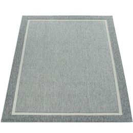 Paco Home Teppich &raquo;Brugge 225&laquo; rechteckig 4 mm H&ouml;he Flachgewebe, mit Bord&uuml;re, In- und Outdoor geeignet, Wohnzimmer grau Polypropylen B : 80cm 1 Stk., 4mm, L: 