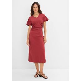 bonprix Jerseykleid aus Baumwolle, rot, Gr.52/54 (XXL), Modernes Kleid mit weiten &Auml;rmeln und Schlitz, 100% Baumwolle