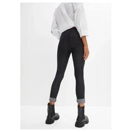 Jeggings bonprix "Leggings in Jeansoptik aus Baumwoll-Mix", Damen, Gr. 48/50 (XL), N-Gr, schwarz (schwarz denim), Jersey, Obermaterial: 70% Baumwolle, 25% Polyester, 5% Elasthan, unifarben, skinny fit ca. Mitte Wade, Hosen Jeggings, schmale Skinny-Fit-Passform, Jeans-Leggings