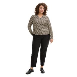 Tom Tailor sheego Gro&szlig;e Gr&ouml;&szlig;en Langarmshirt, beige geometric minimal, Gr&ouml;&szlig;e 54 - Damen