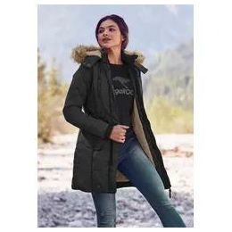 Parka ALPENBLITZ "Wintercharme", Damen, Gr. 50, schwarz, Web, Obermaterial: 100% Polyester. Besatz: 80% Polyacryl, 20% Polyester. B&uuml;ndchen: 95% Polyester, 5% Elasthan. Futter: 100% Polyester. Wattierung: 100% Polyester. &Auml;rmelfutter: 100% Polyester, figurumspielend Po-bedeckend, Rundhals, &Auml;rmel mit &Auml;rmelschlitz Rippb&uuml;ndchen mit Windstopper, Jacken Parka, f&uuml;r kalte Temperaturen, aus Webstoff, mit Ka