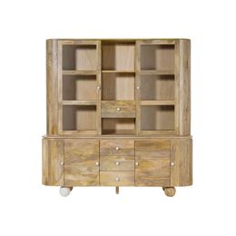Buffet Mango 204x50x210 natur lackiert / Marmor wei&szlig; FLORENZ #125
