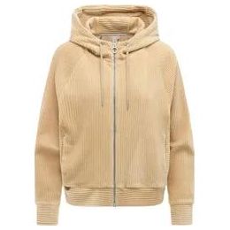 Sweatjacke Ragwear "Corduly Cordy", Damen, Gr. XXL (44), sand26, Material: 76% Baumwolle, 20% Polyester, 4% Elasthan, oversize h&uuml;ftlang, hoch geschlossener Ausschnitt, &Auml;rmel ohne &Auml;rmelschlitz abgesteppte Kante, Sweatjacken Sweatjacke, Freizeitjacke Zip-Hoodie aus weichem Kord in Samt-Haptik