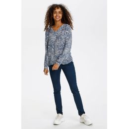 Kaffe Langarm-Bluse Regular fit Flint Stone blue white