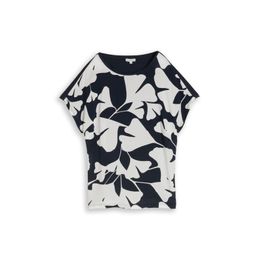 Tom Tailor sheego Gro&szlig;e Gr&ouml;&szlig;en Kurzarmshirt, big navy ginkgo, Gr&ouml;&szlig;e 54 - Damen