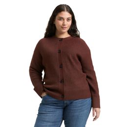 Tom Tailor sheego Gro&szlig;e Gr&ouml;&szlig;en Cardigan, dark pecan brown melange, Gr&ouml;&szlig;e 54 - Damen
