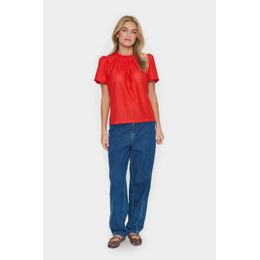 Saint Tropez Kurzarm-Bluse Gerade Passform Flame Scarlet red