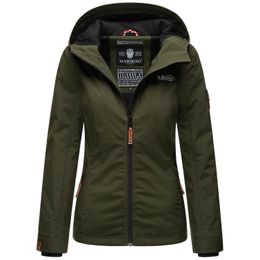 Marikoo Damen &Uuml;bergangsjacke leichte wind- und wasserabweisende Jacke mit Kapuze Olive