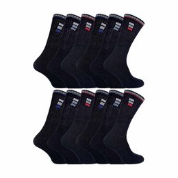 12 Paar Herren Retro Streifen Baumwoll-Sportsocken in Wei&szlig; & Schwarz
