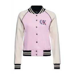 Queen Kerosin Damen College Sweatjacke Poodle Lounge rosa