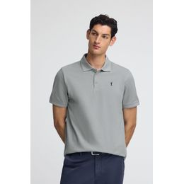 Poloshirt blaugrau aus Pikee mit gesticktem Rigby Go-Logo