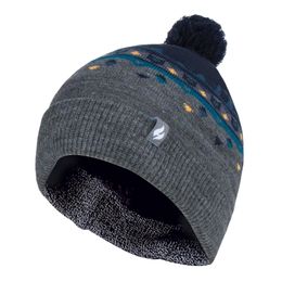 Heat Holders - Mens Thin Knit Fleece gef&uuml;ttert Pom Pom Hut | Gemustert | F&uuml;r Winter - Marineblau