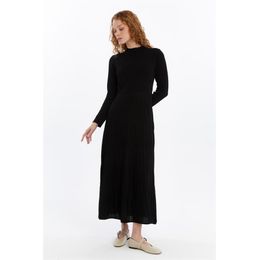 Damen Falten Rock, Cord, Thin Seasonal Cold Yarn Strickwaren Kleid, Schwarz
