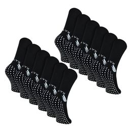 12er Pack Herren Bamboo Crew Grip Socken | Verst&auml;rkter Fersen- und Zehenbereich, weiche rutschfeste Socken