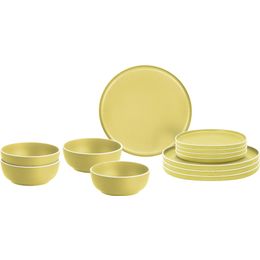Brunner Midday Dolomit yellow Geschirrset Melamin Mineral 12-teilig Porzellan-Touch Antirutsch BPA-frei - Kunststoff und Melamin Geschirr-Sets