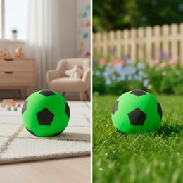alldoro Schaumstoffball im Fussball Design f&uuml;r Kinder 20 cm gr&uuml;n - Spielsachen