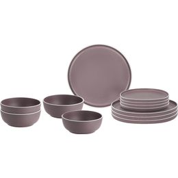 Brunner Midday Dolomit rose Geschirrset Melamin Mineral 12-teilig Porzellan-Touch Antirutsch BPA-frei - Kunststoff und Melamin Geschirr-Sets