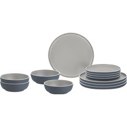 Brunner Midday Trilogy Grey Geschirrset Melamin Mineral 12-teilig Porzellan-Touch Antirutsch BPA-frei - Kunststoff und Melamin Geschirr-Sets