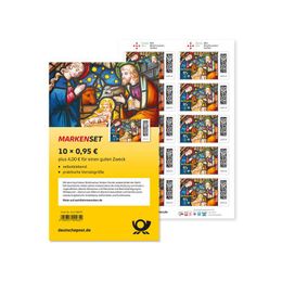 Markenset Kirchenfenster, Briefmarke zu 0,95 + 0,40 &euro;, 10er-Set