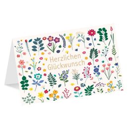 Gl&uuml;ckwunschkarte "Herzlichen Gl&uuml;ckwunsch" Blumen