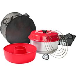 Omnia x Fritz Berger Campingbackofen 3 Liter Set 5-tlg. inkl. Silikonbackform, Aufbackgitter, Transporttasche & Thermometer - Back&ouml;fen