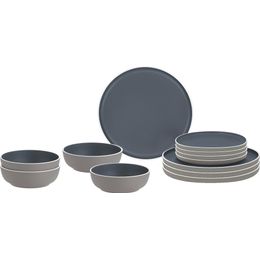 Brunner Midday Trilogy Dark Geschirrset Melamin Mineral 12-teilig Porzellan-Touch Antirutsch BPA-frei - Kunststoff und Melamin Geschirr-Sets