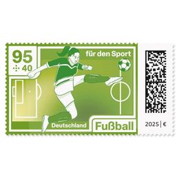 Fu&szlig;ball, Briefmarke zu 0,95 + 0,40 &euro;, 10er-Bogen