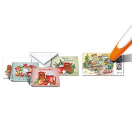 Gru&szlig;kartenset "Weihnachten 2024" mit Duftlack Weihnachtsgeb&auml;ck