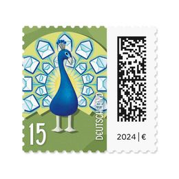 Briefpfau, Briefmarke zu 0,15 &euro;, 10er-Bogen