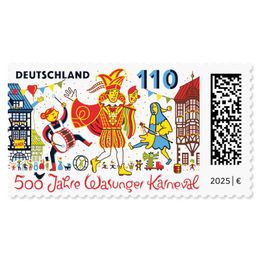 500 Jahre Wasunger Karneval, Briefmarke zu 1,10 &euro;, 10er-Bogen