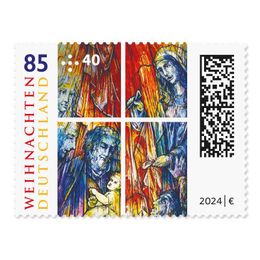 Kirchenfenster "Himmlisches Licht" der Abteikirche Tholey, Briefmarke zu 0,85 + 0,40 &euro;, 10er-Bogen